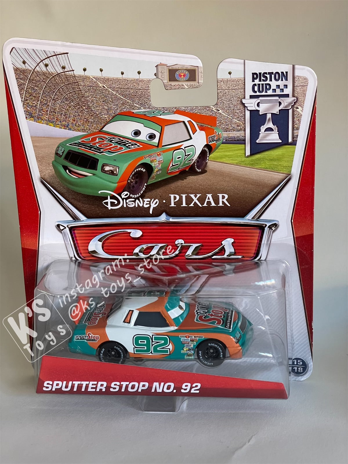 DISNEY PIXAR CARS SPUTTER STOP NO 92 PISTON CUP SERIES BNIP K s Toys Store